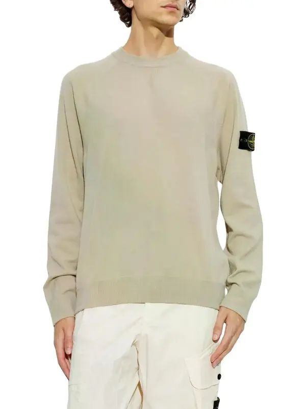Stone Island Logo Patch Long Sleeve Sweater - Neutrals