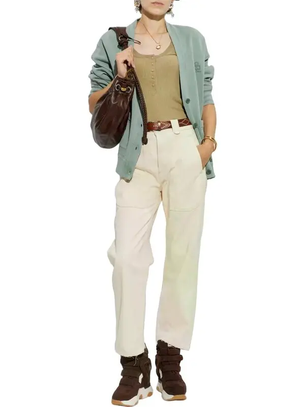 MARANT ETOILE Stephy Logo Embroidered Cardigan - Green