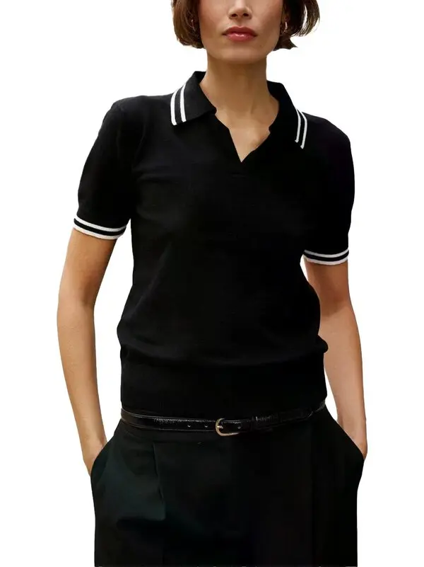 ETHER Pavo Stripe-trim T-shirt - Black