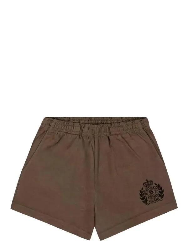 SPORTY & RICH Ny Crest Disco Shorts - Brown