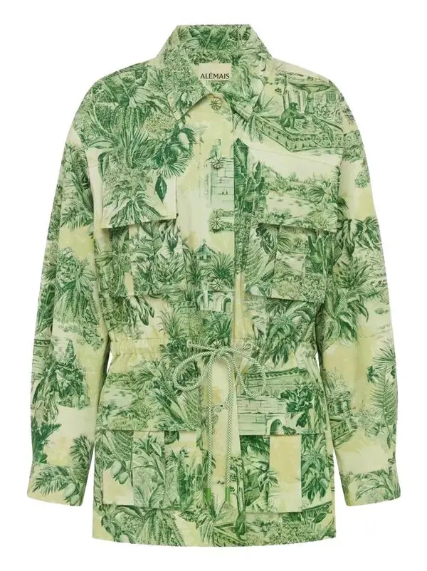 ALEMAIS Sara Toile De Jouy Print Jacket - Green