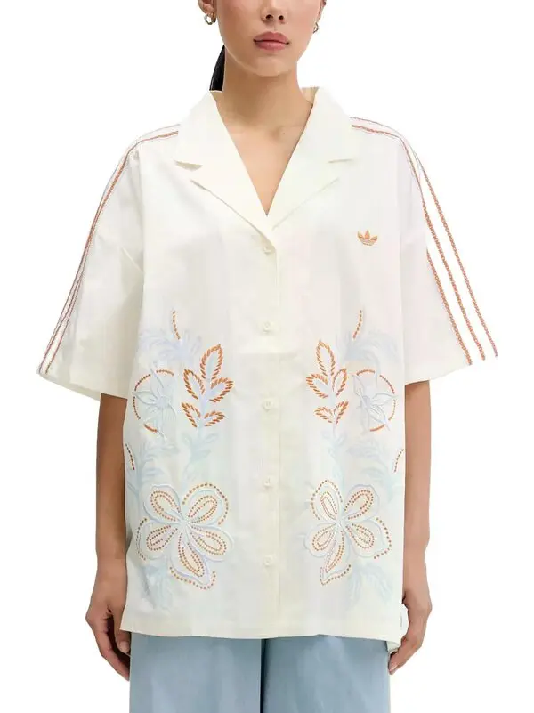 Adidas Off-white Floral Embroidered Shirt - Neutrals