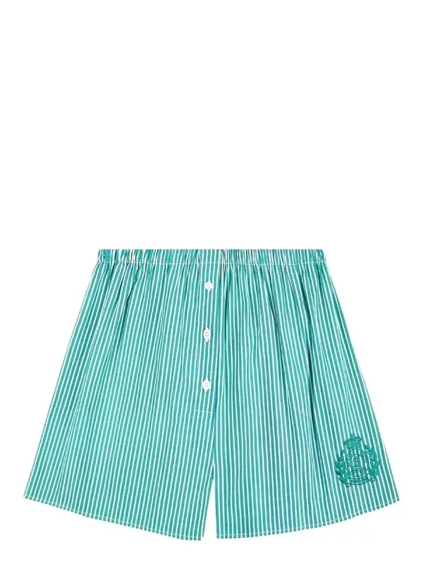 SPORTY & RICH Crest Striped Shorts - Green