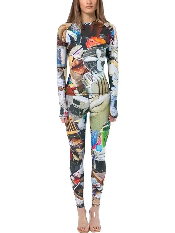 BORBALA Lomtalanitas Graphic-print Leggings - Black