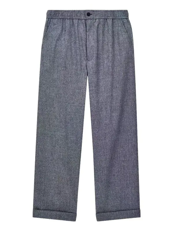 Giorgio Armani Melange Effect Elasticated Waistband Turn-up Trousers - Grey