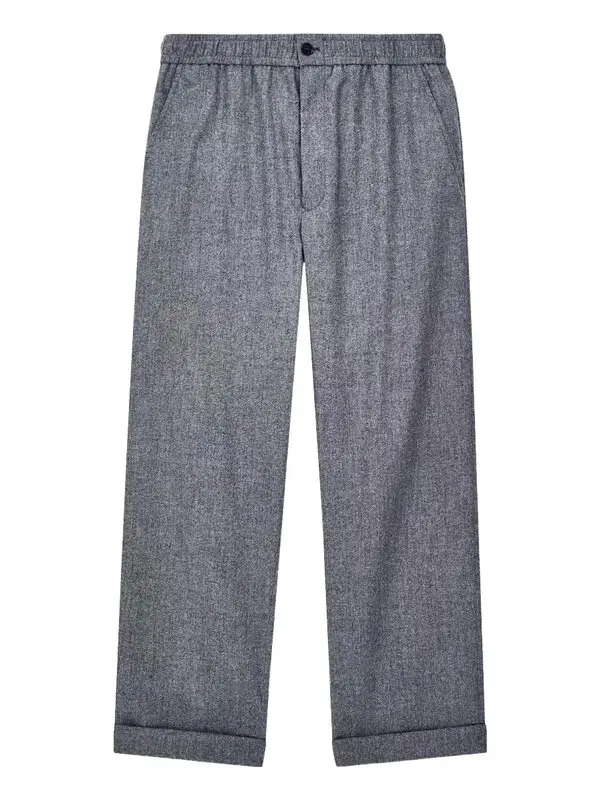 Giorgio Armani Melange Effect Elasticated Waistband Turn-up Trousers - Grey