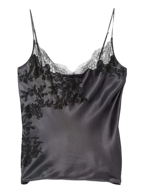 Carine Gilson Lace Trimmed Satin Camisole - Blue