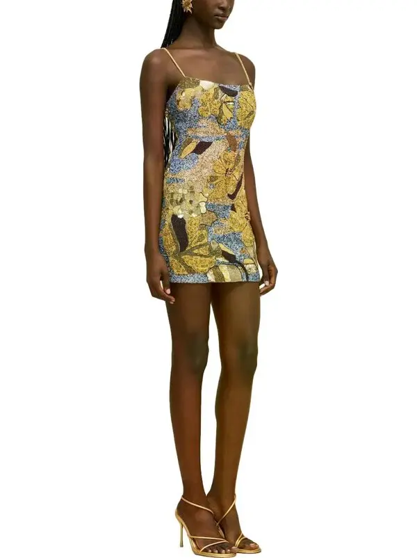 Cult Gaia Bebe Bead-embellished Floral Mini Dress - Yellow