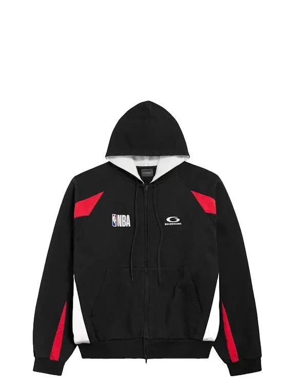 Balenciaga X Nba Oversized Zip-up Hoodie - Black