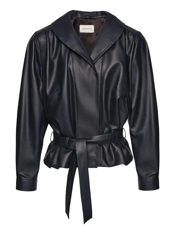 Magda Butrym Oversized Leather Jacket - Black