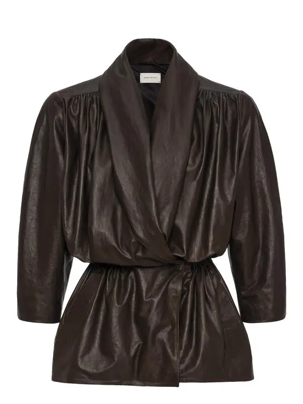 Magda Butrym Oversized Leather Jacket - Brown