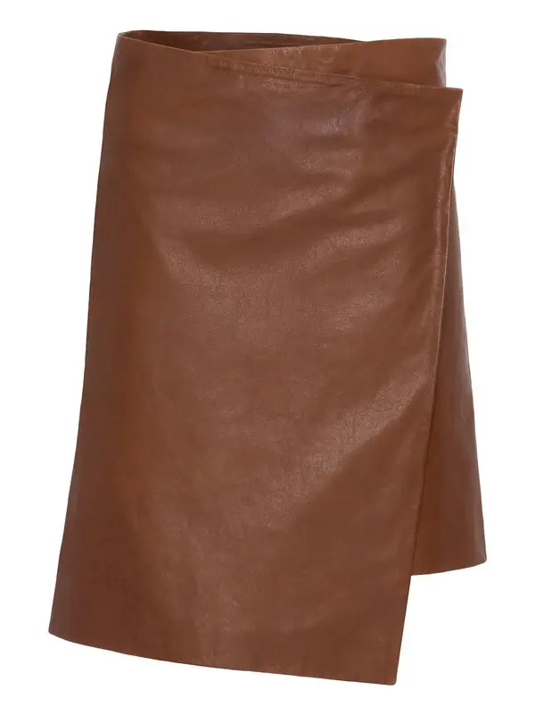 Magda Butrym Leather Wrap Skirt - Brown