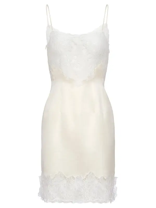 Magda Butrym Lace-trimmed Silk-blend Mini Slip Dress - Ivory