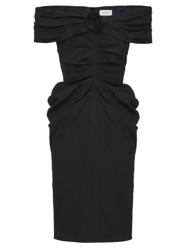Magda Butrym Off-the-shoulder Cotton-blend Mini Dress - Black