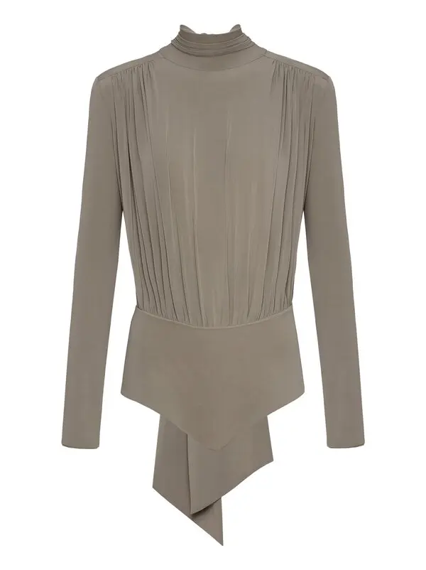 Magda Butrym Draped Turtleneck Bodysuit - Grey