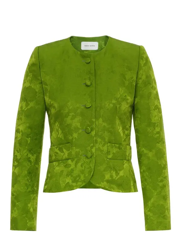 Magda Butrym Patterned Linen-silk Jacket - Green