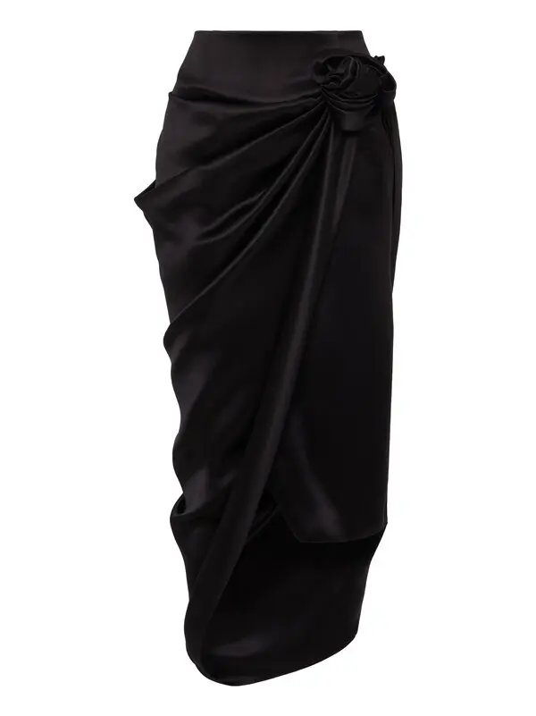 Magda Butrym Asymmetric Silk Midi Skirt - Black