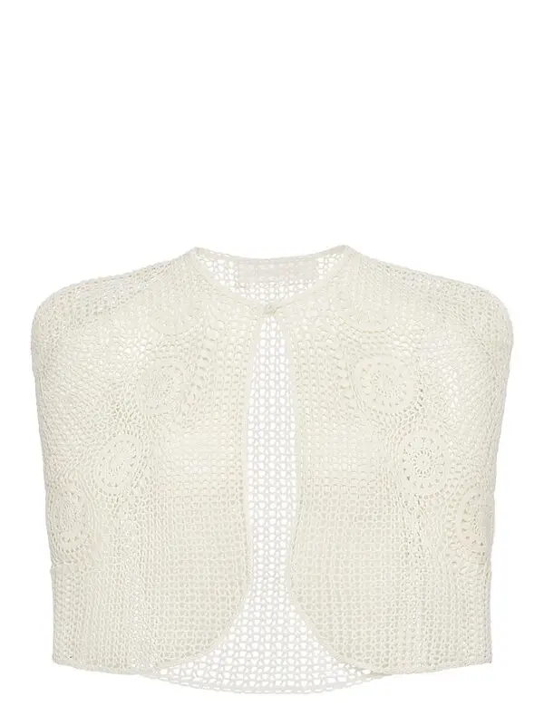 Magda Butrym Crocheted Cotton Cape Top - Ivory