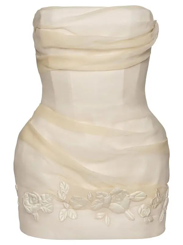 Magda Butrym Strapless Silk Mini Dress - Ivory