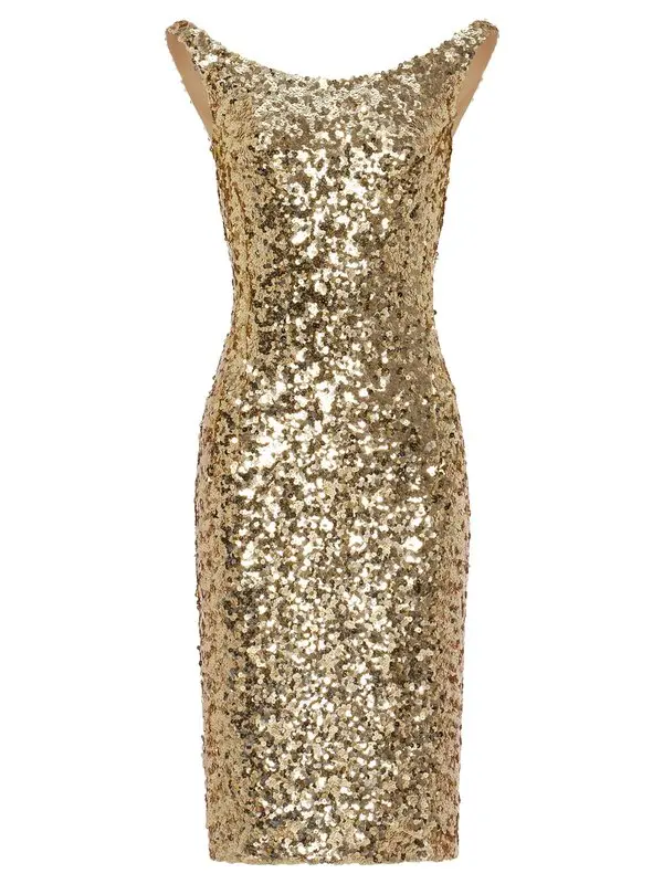Magda Butrym Sequined Midi Dress - Gold