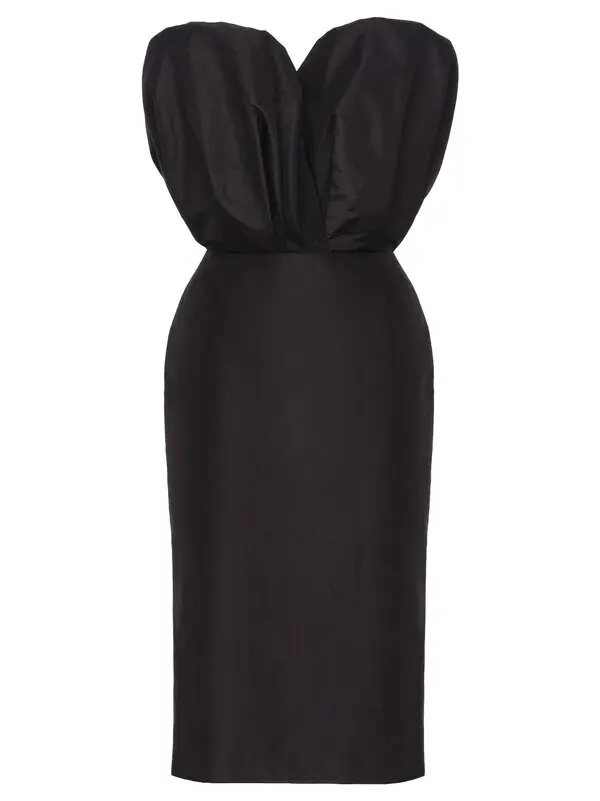 Magda Butrym Strapless Silk Midi Dress - Black