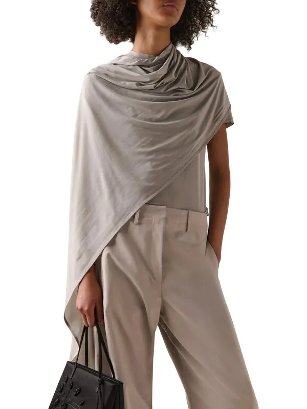 Magda Butrym Draped Cape Effect Top - Grey