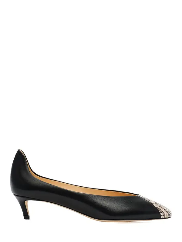Magda Butrym Leather Kitten Heels With Snake Detail - Black