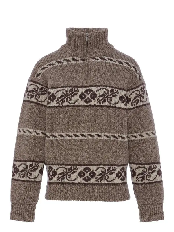 Magda Butrym Patterned Wool Turtleneck Sweater - Neutral