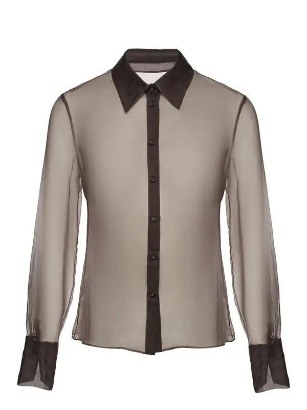 Magda Butrym Collared Silk Shirt - Grey