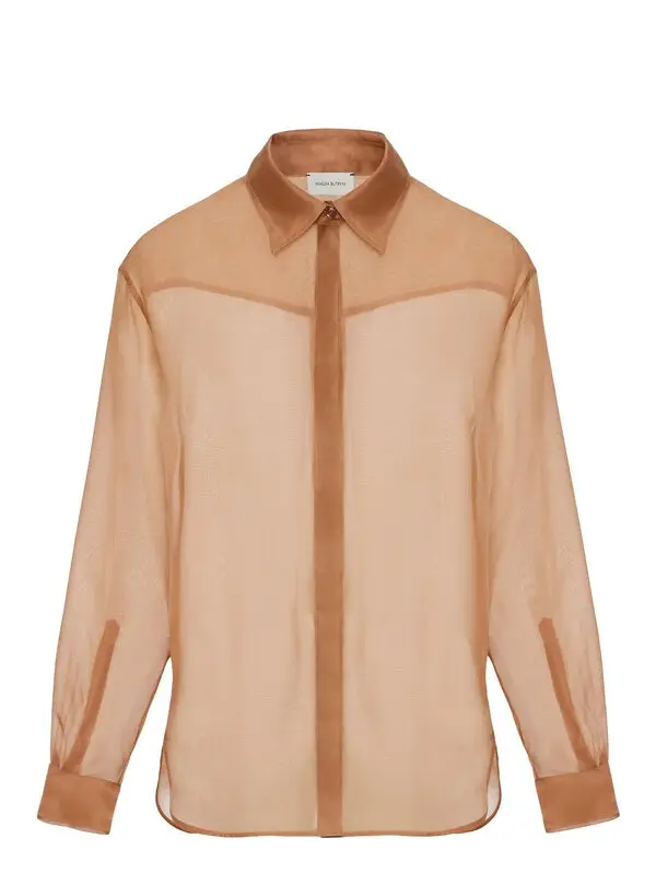 Magda Butrym Collared Silk Shirt - Nude