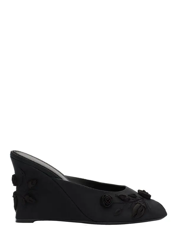 Magda Butrym Embroidered Wedge Shoes - Black
