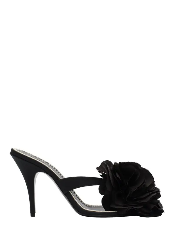 Magda Butrym Grosgrain Thong Sandals With Floral Embellishment - Black
