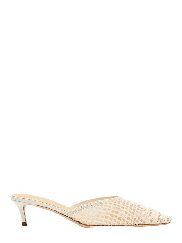 Magda Butrym Cream Crochet Kitten Heel Mules - Ivory