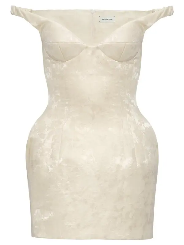 Magda Butrym Off-the-shoulder Linen-silk Mini Dress - Ivory