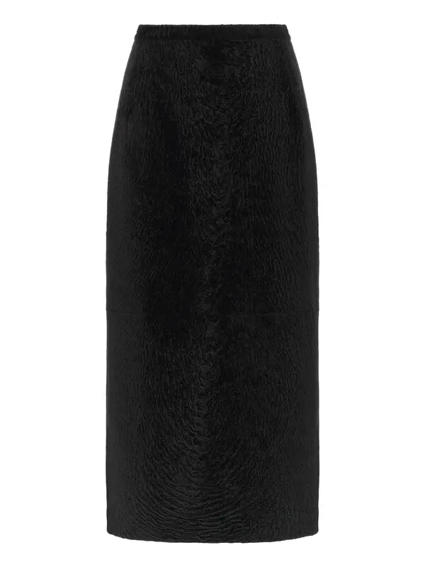 Magda Butrym Mid-rise Leather Shearling Midi Skirt - Black