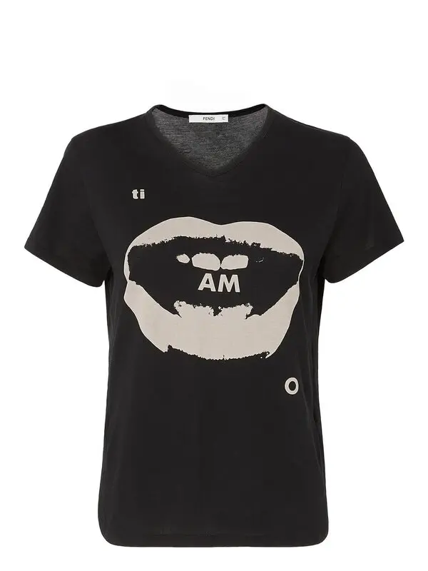 Fendi Ti Amo" Graphic Print Organic Cotton T-shirt - Black