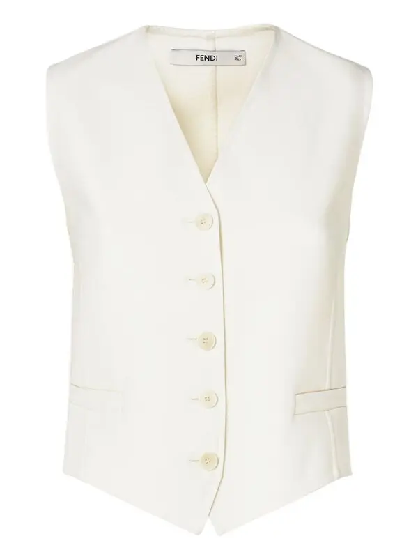 Fendi Ivory Wool Gilet - White