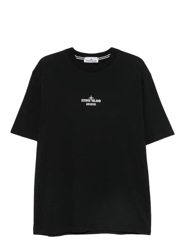 Stone Island Regular Fit T-shirt With `archivio` Print - Black