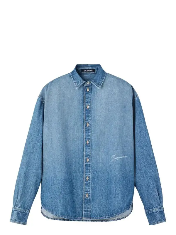 Jacquemus La Chemise De-nimes Simon With Embroidered Logo - Blue