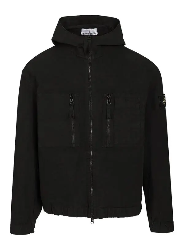 Stone Island Organic Cotton Ripstop Hooded Overshirt - Black