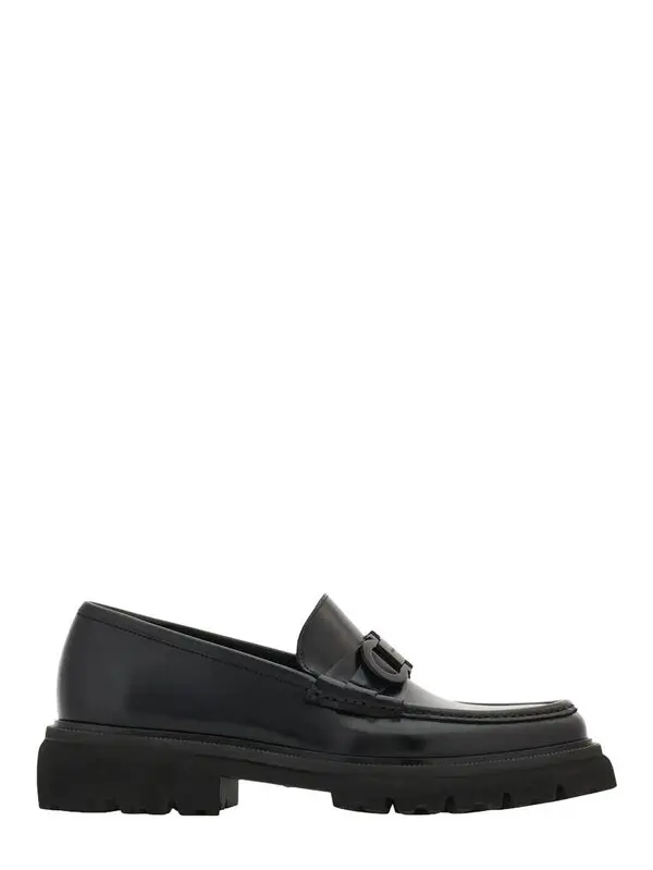 FERRAGAMO Gancini Ornament Loafers - Black