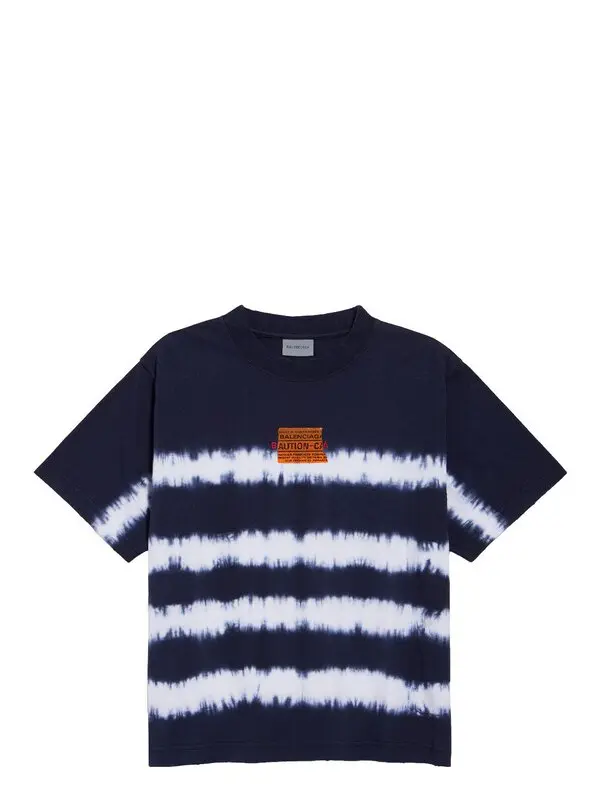 Balenciaga Taped And Dyed Medium Fit T-shirt In Dry Jersey - Blue