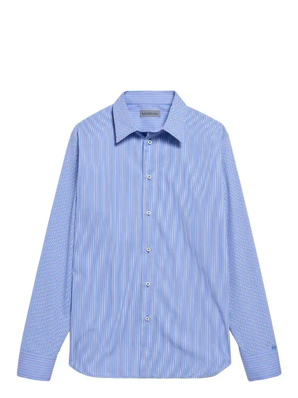 Balenciaga Striped Poplin Shirt - Blue