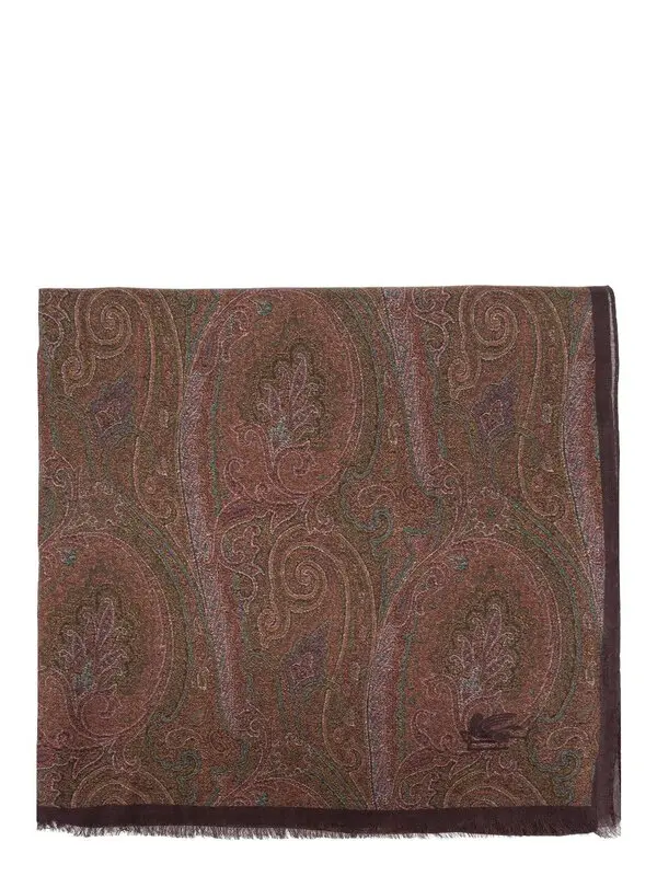 Etro Sciarpa Sfrangiata Stampa Paisely - Brown