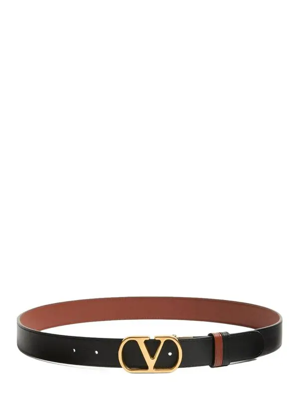Valentino Garavani Reversible Vlogo Signature Belt In Glossed Calfskin, 30mm - Black