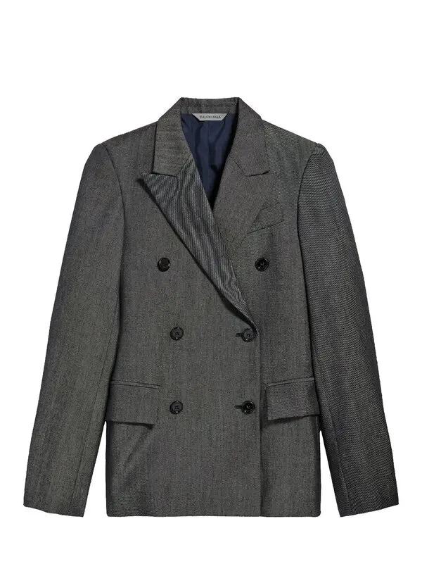 Balenciaga Double-breasted Wool Twill Tailored Jacket - Blue