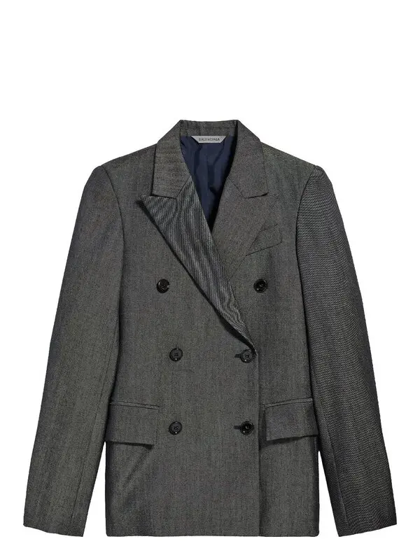 Balenciaga Double-breasted Wool Twill Tailored Jacket - Blue