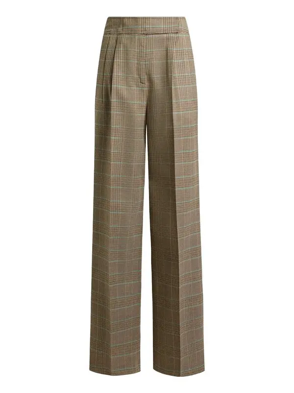 Etro Wool Stretch Checkered Trousers - Brown