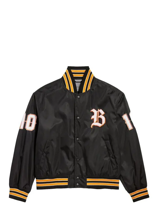 Balenciaga Varsity Bomber Jacket In Twill - Black