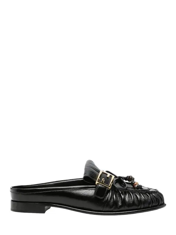 Fendi Sabot Vitello C/patta Frange - Black